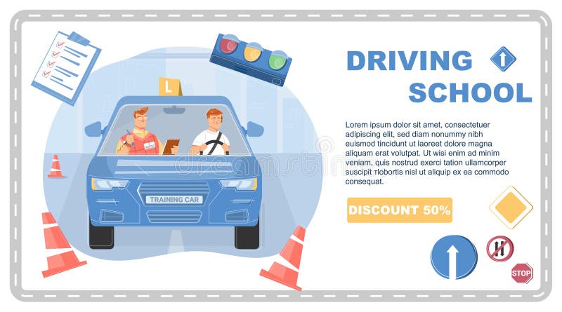 Driving School Banner stock vector. Illustration of driving - 172555989