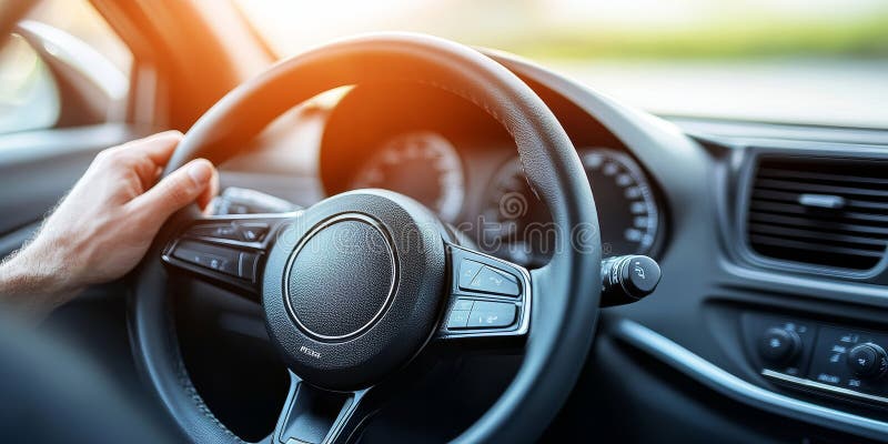 Driving School Car Interior, Steering Wheel, Dashboard, Instructor S ...