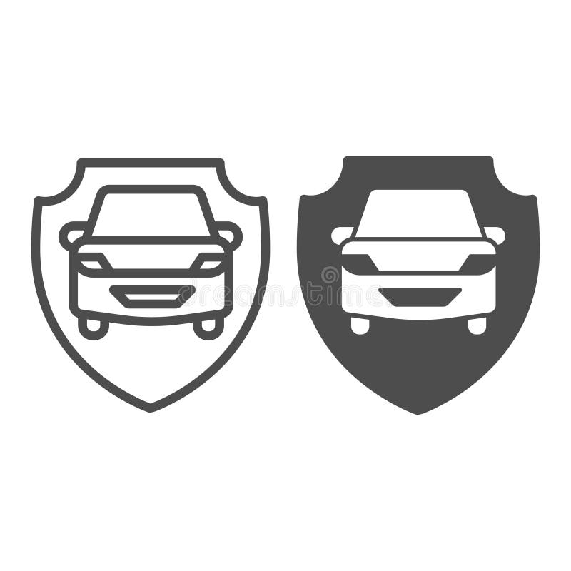 Driving School Car on Shield Line and Solid Icon, Learners Permit ...