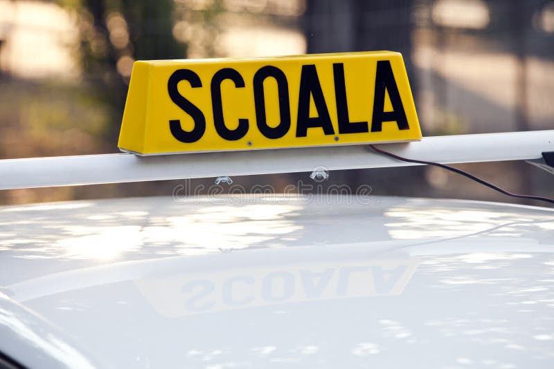 Driving school car sign stock photo. Image of plate, transport - 45445030