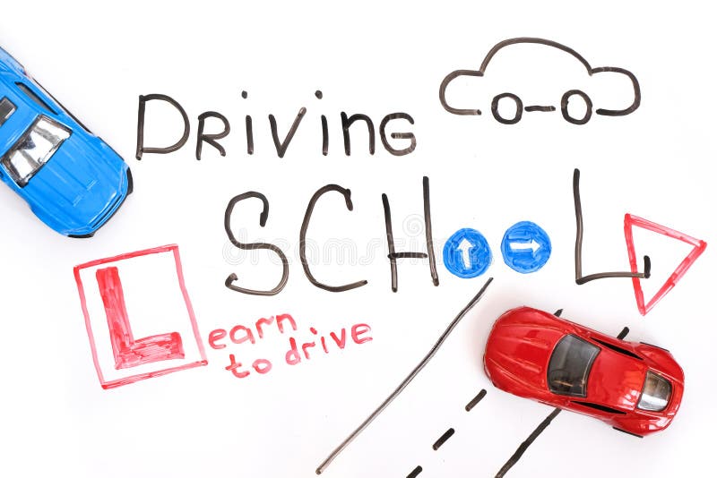 Driving School Chalkboard, Educational and Creative Composition with ...
