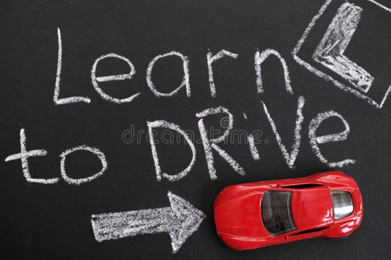 Driving School Chalkboard, Educational and Creative Composition with ...