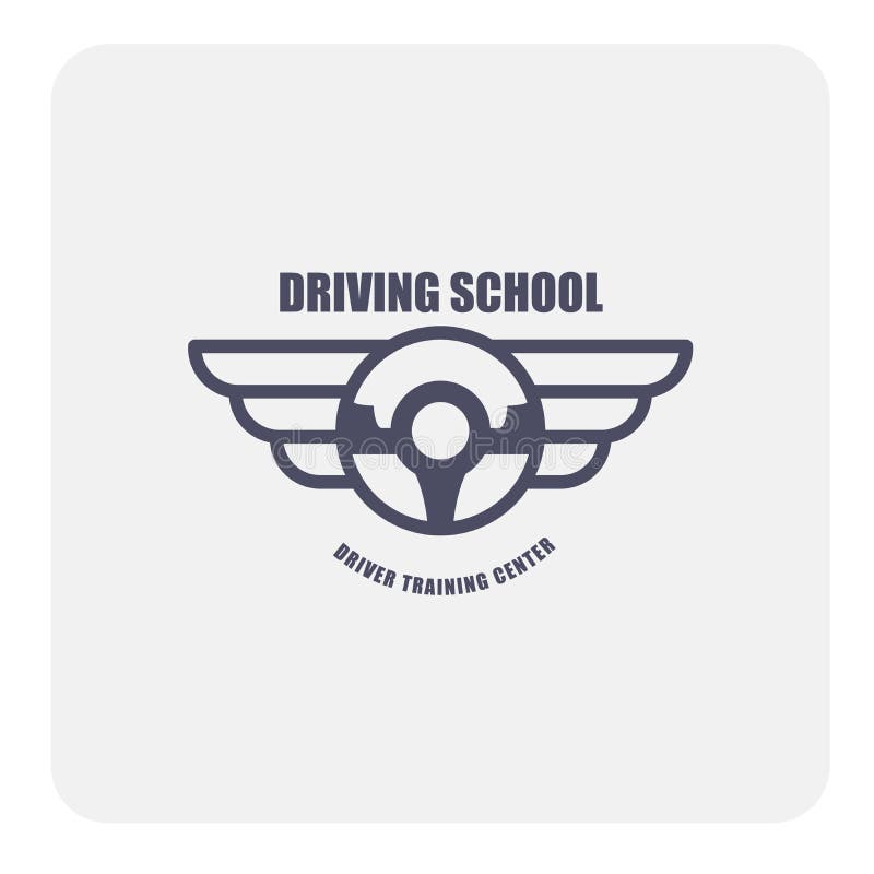 Driving School Emblem - Winged Steering Wheel Stock Vector ...