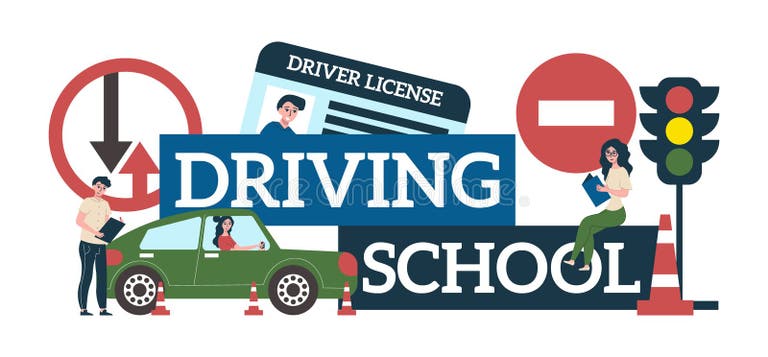 Driving School Flat stock vector. Illustration of business - 262184801