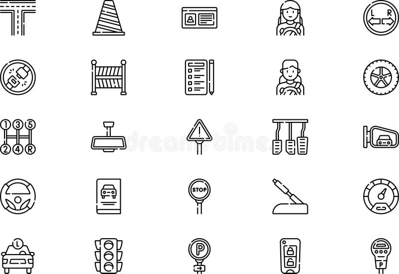 Driving School Icons Collection is a Vector Illustration with Editable ...