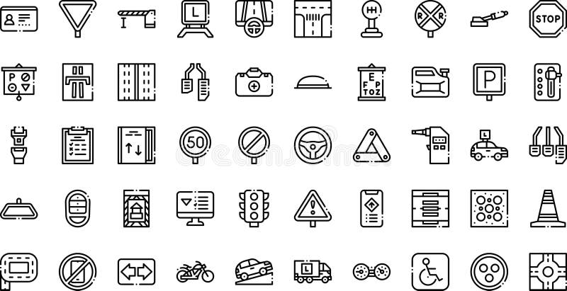 Driving School Icons . High-Quality Vector Icons Collection with ...