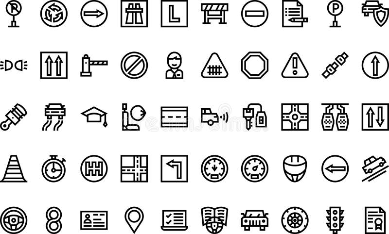 Driving School Icons High-Quality Vector Icons Collection with Editable ...