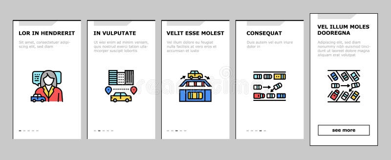 Driving School Lesson Onboarding Icons Set Vector Stock Vector ...
