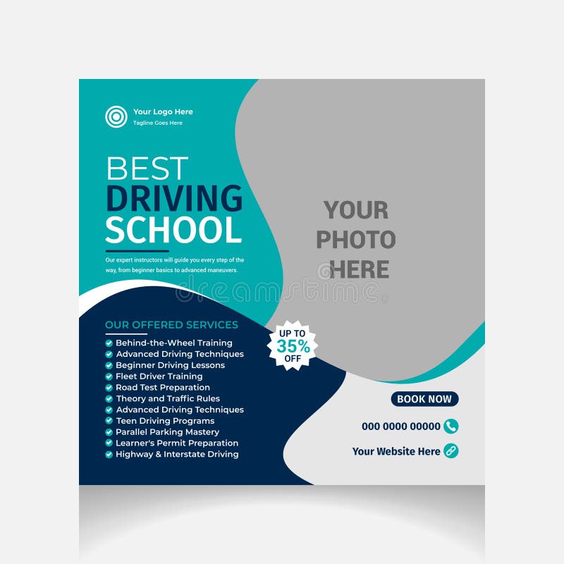 Driving School Social Media Post Design Stock Illustration ...