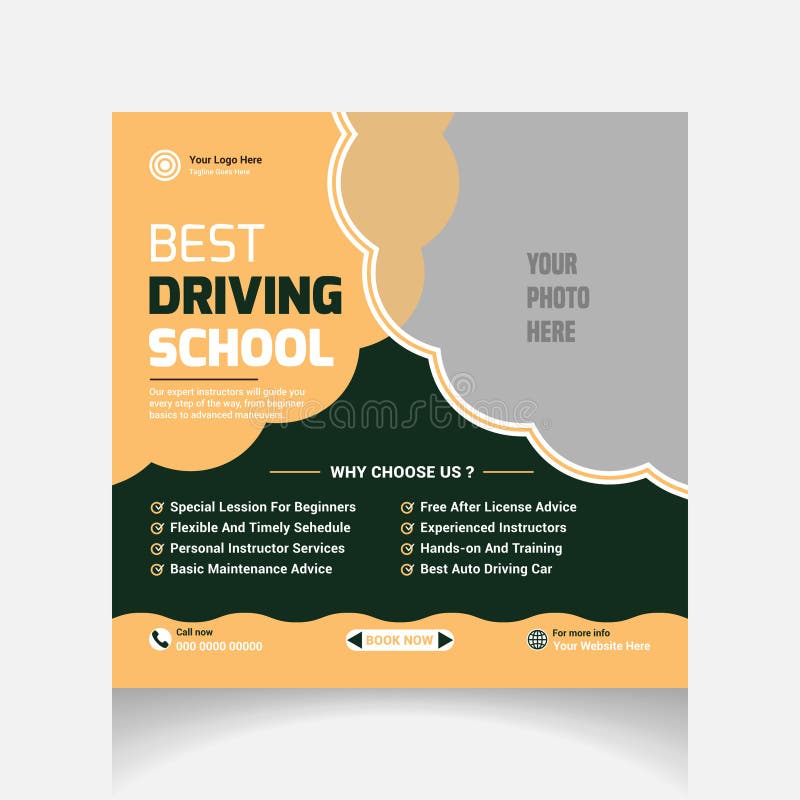 Driving School Social Media Post Stock Vector - Illustration of ...