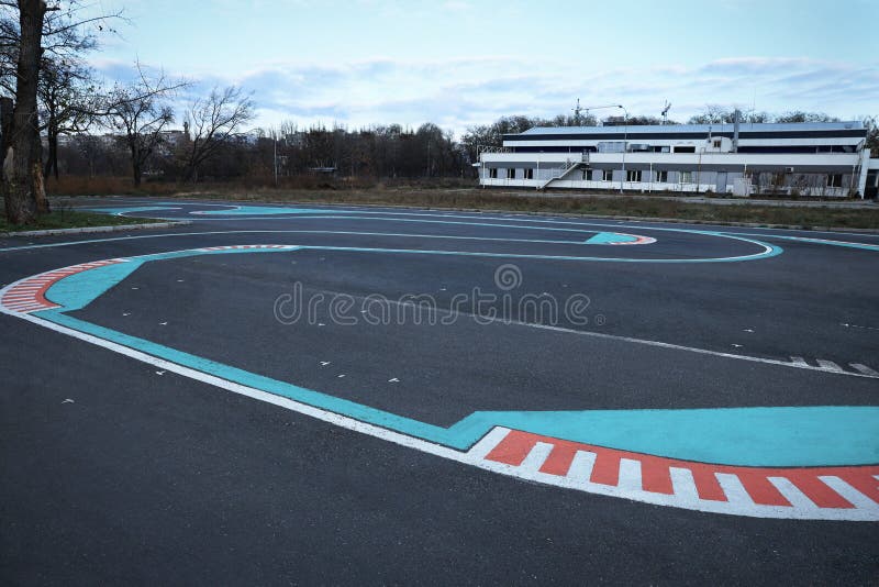 Driving School Test Track with Marking Lines for Practice Stock Image ...