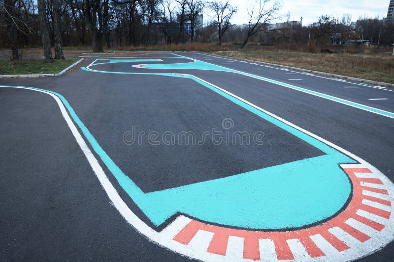 Driving School Test Track with Marking Lines for Practice Stock Photo ...