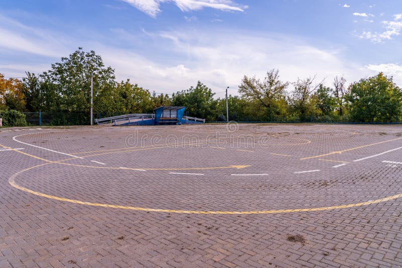 Driving School Training Ground. Background with Selective Focus Stock ...