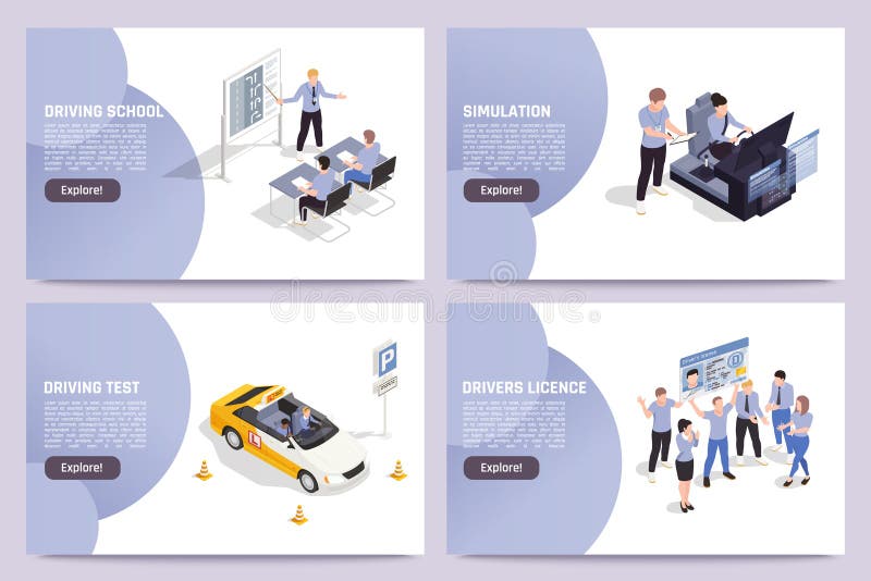 Driving School Web Banners stock vector. Illustration of computer ...