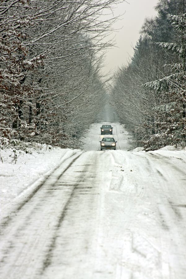 Driving in the Snow on a Countryroad Stock Image - Image of ...