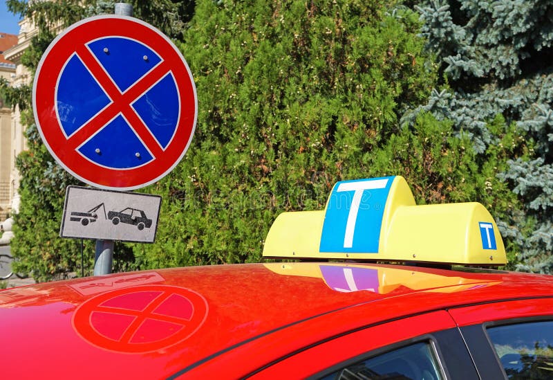 Driving Student Car and Do Not Stop Road Sign Stock Photo - Image of ...