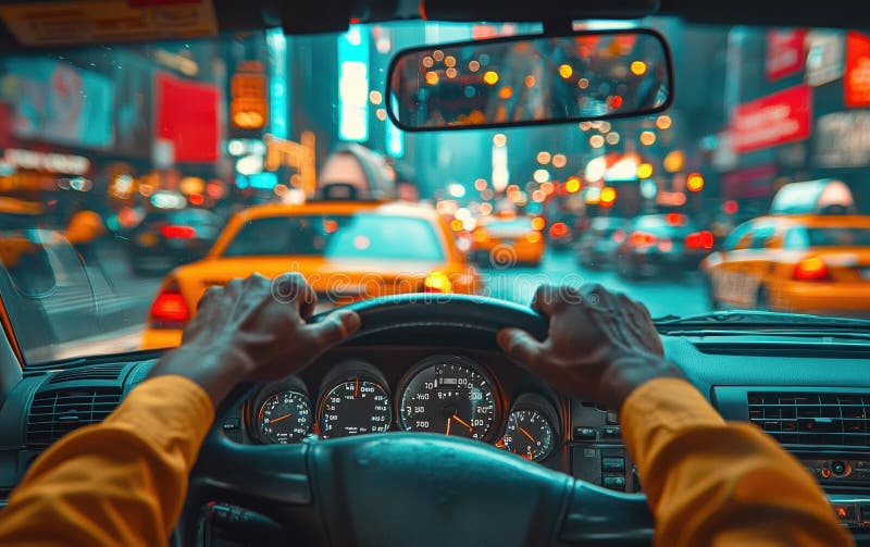 Driving through Times Square with a Driver S Point of View Stock ...