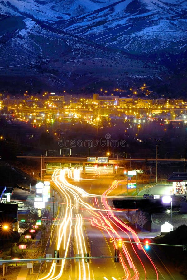 Driving Traffic Night Dark Lights Streak Road Highway Stock Image ...