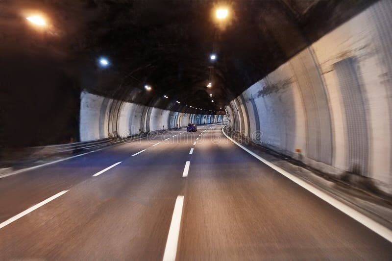 Driving in a tunnel stock image. Image of driving, night - 110796655