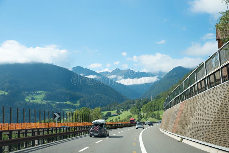 Driving on Vacation on the Brenner Highway Austria Stock Image - Image ...