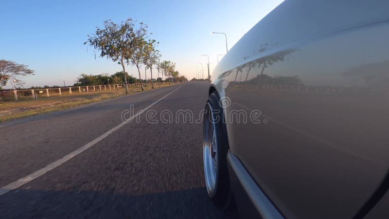 Driving View from Side View of the Car with Reflection on the Window ...