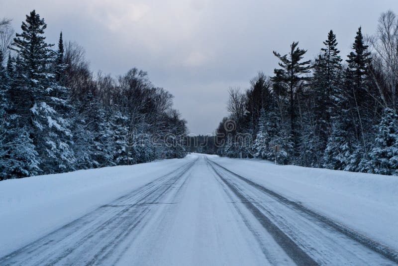 Empty Endless Road Thru Frozen Landscape of Minnesota Stock Image ...