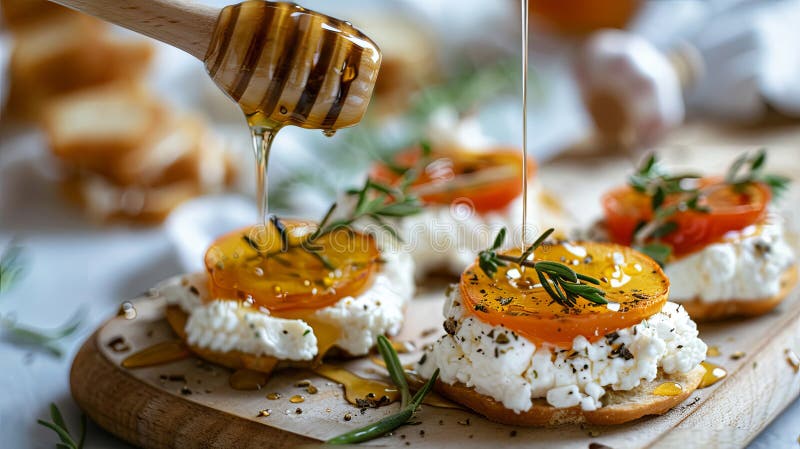 Drizzle the Honey Over the Goat Cheese Using a Wooden Drizzler ...