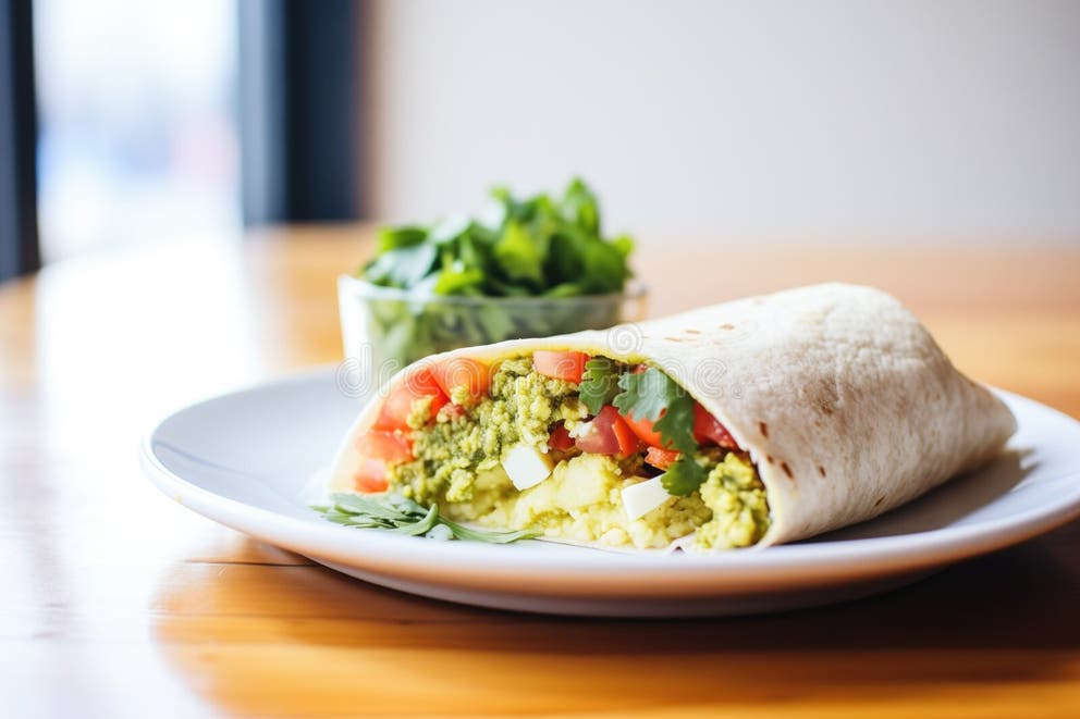 Drizzle of Salsa Verde on a Breakfast Burrito Stock Illustration ...