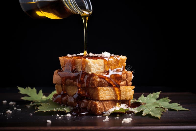 Drizzling Maple Syrup on French Toast Stack Stock Image - Image of ...