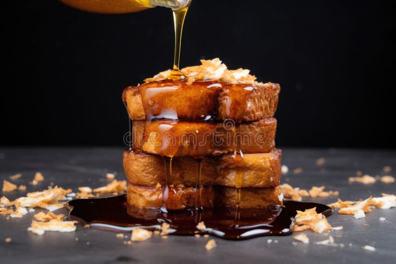 Drizzling Maple Syrup on French Toast Stack Stock Photo - Image of ...