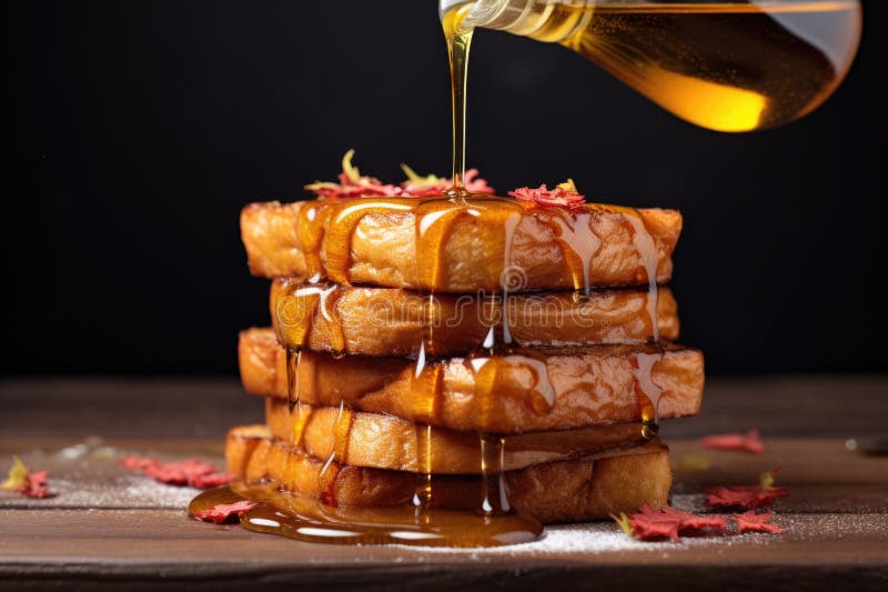 Drizzling Maple Syrup on French Toast Stack Stock Illustration ...