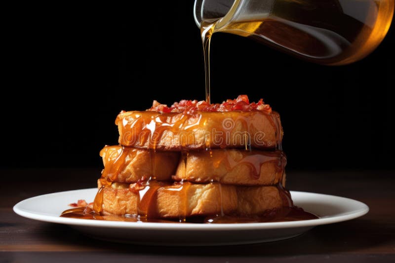 Drizzling Maple Syrup Over a Stack of French Toast Stock Illustration ...