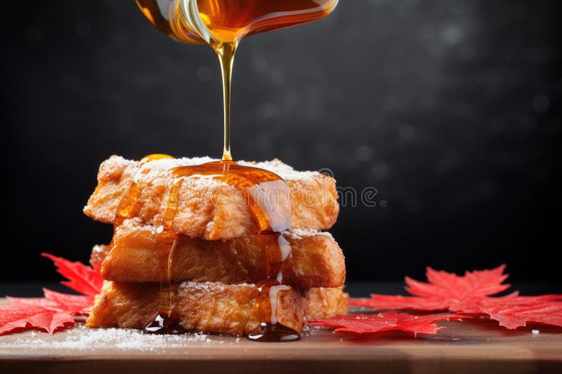 Drizzling Maple Syrup Over a Stack of French Toast Stock Illustration ...