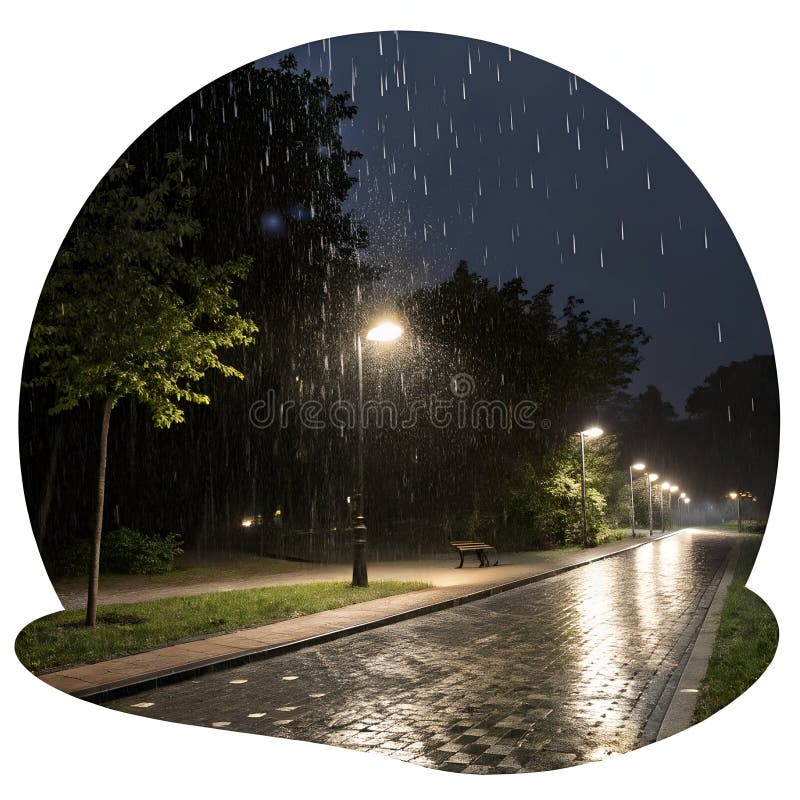 Drizzling at Night 3D Icon, Stock Illustration - Illustration of quiet ...