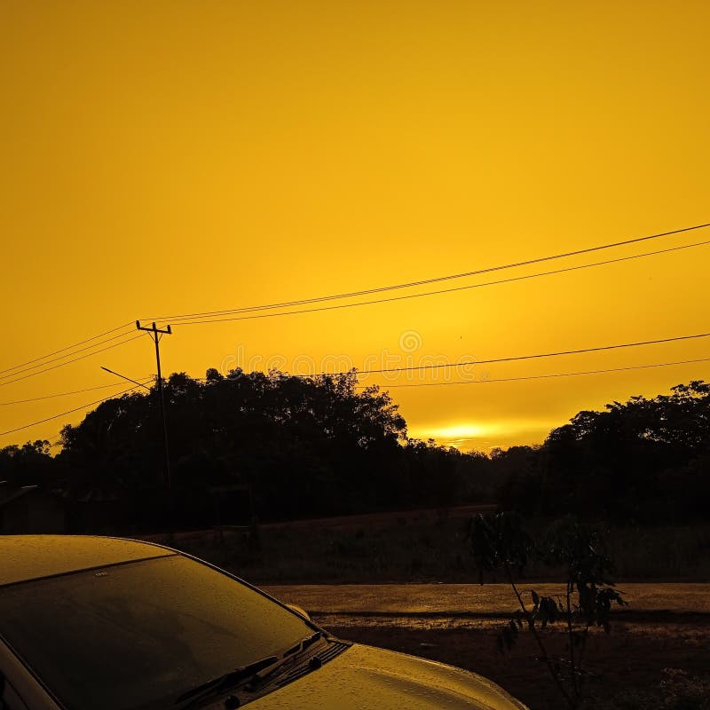 The Drizzling Rain Makes the Sunlight Turn Yellow Stock Image - Image ...