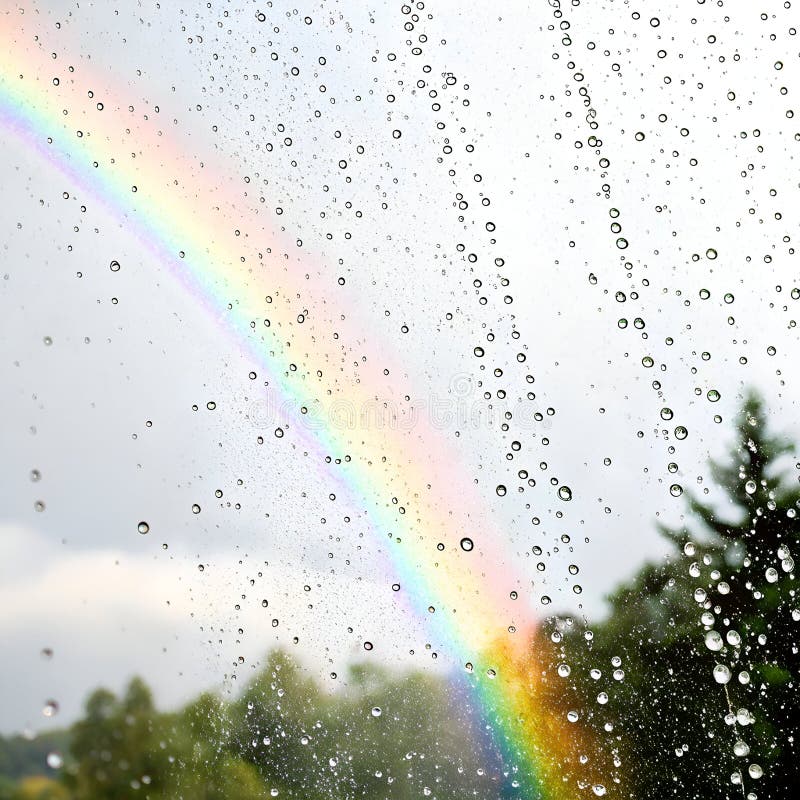 Drizzling with Rainbow stock illustration. Illustration of white ...