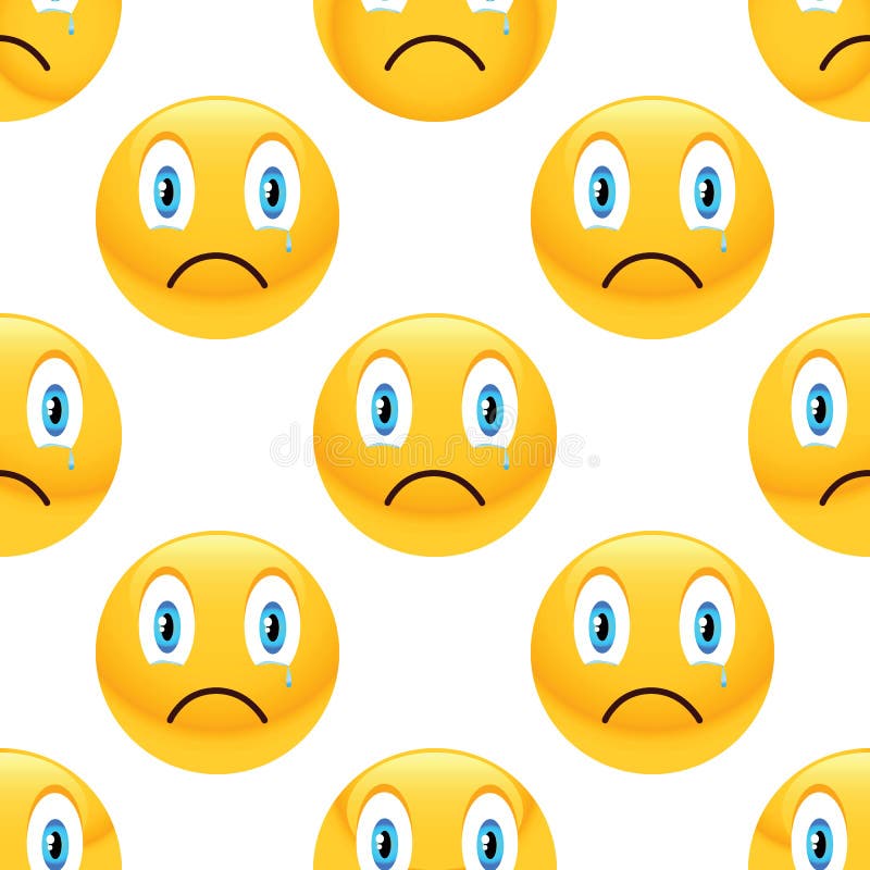 Droevig emoticonpatroon vector illustratie. Illustration of pictogram ...