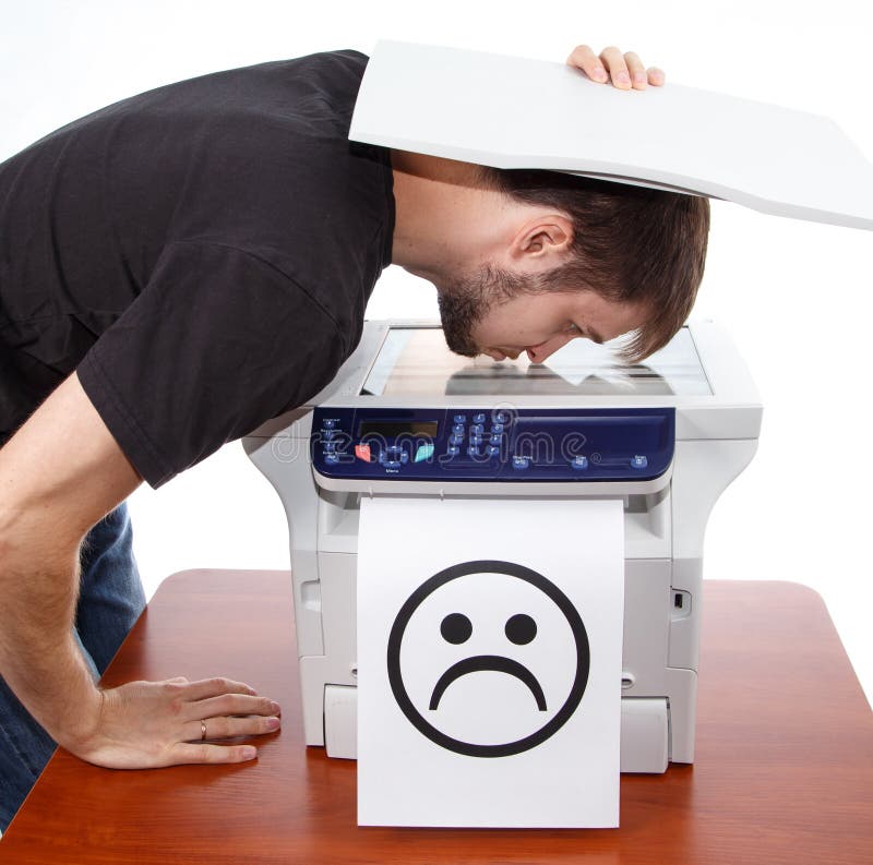 Droevige Smiley Op Aftasten Van Mensengezicht Stock Afbeelding - Image ...