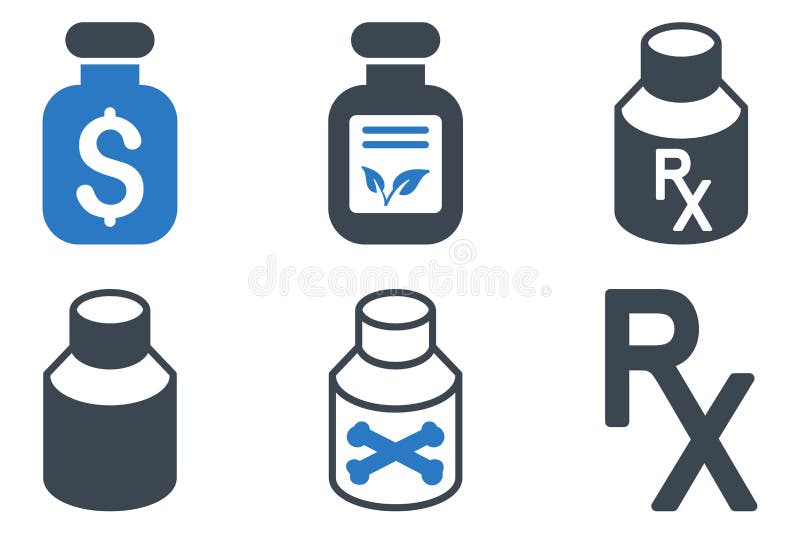 Drogas Vial Flat Glyph Icons Stock de ilustración - Ilustración de ...