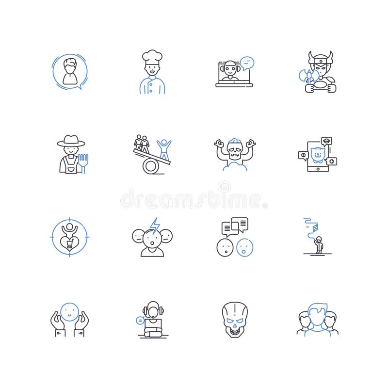 Droll People Line Icons Collection. Humorous, Witty, Comical, Amusing ...