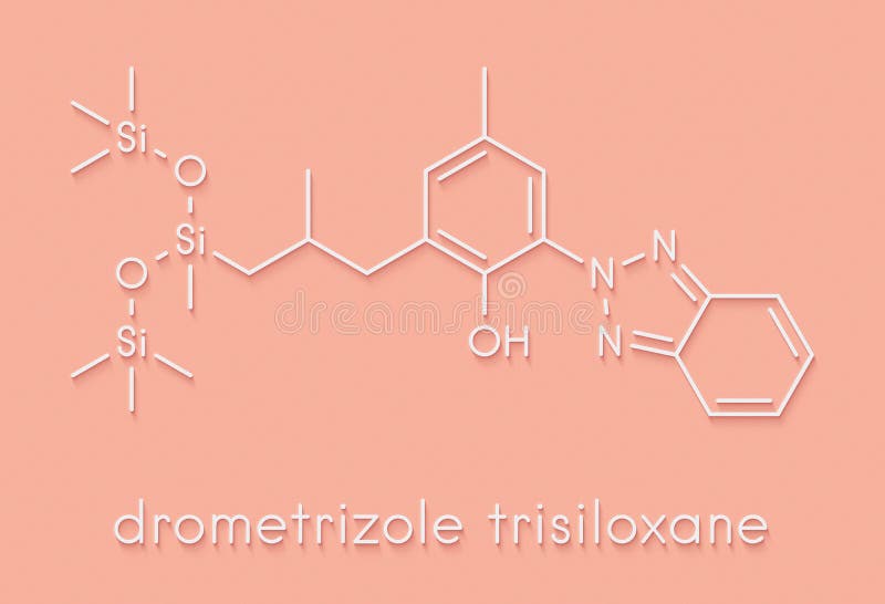 Drometrizole Trisiloxane Sunscreen Molecule UV Filter. Skeletal Formula ...