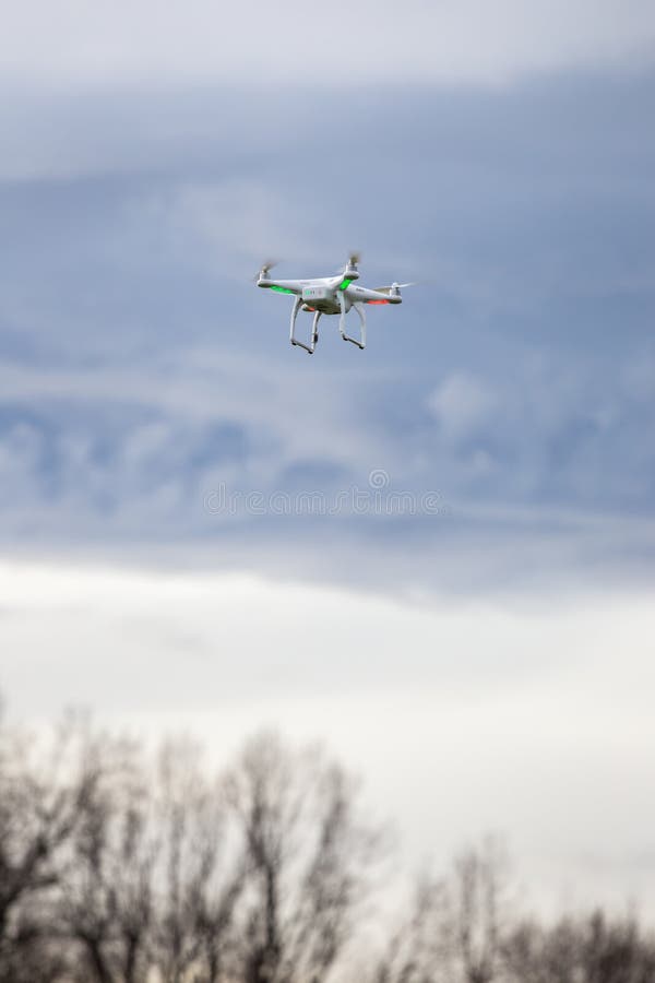 Dron Flying Free. Camera, Radio. Stock Image - Image of aerial ...