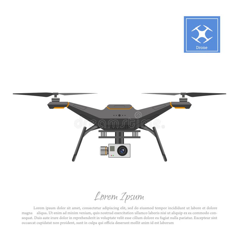Drone with Action Camera Front View Stock Vector - Illustration of ...