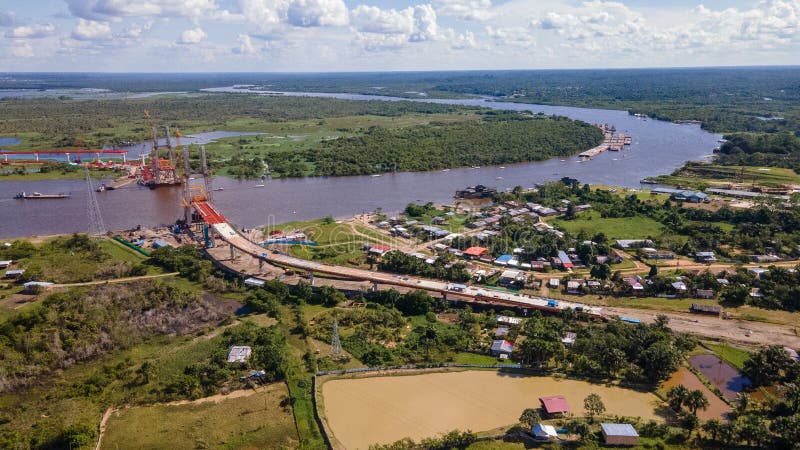 Bridge Under Construction in the Nanay River, Amazon, Iquitos, Loreto ...
