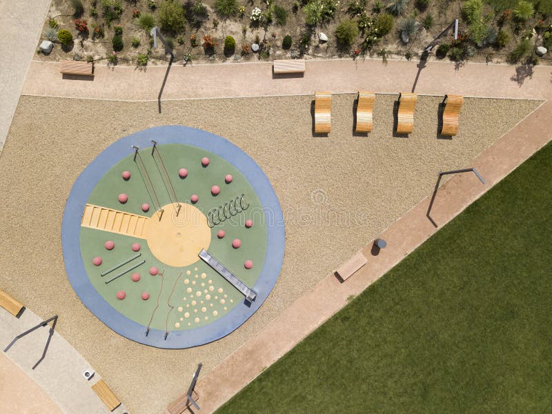 Drone Aerial Top View of Playground in Park Stock Image - Image of ...
