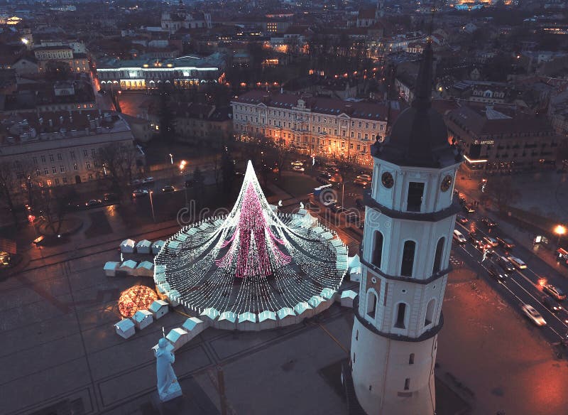Drone Aerial View Christmas Tree Stock Photo - Image of winter, view ...