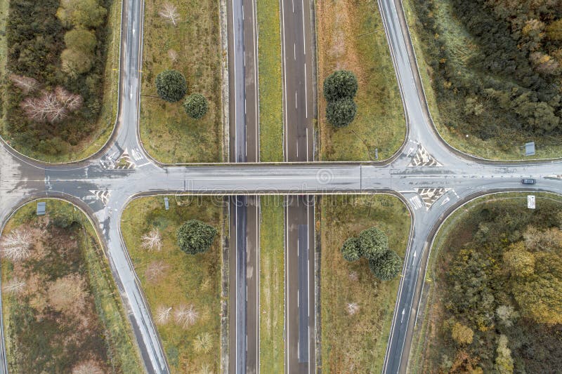 Drone Aerial View of Freeway Access Lanes Stock Photo - Image of lane ...