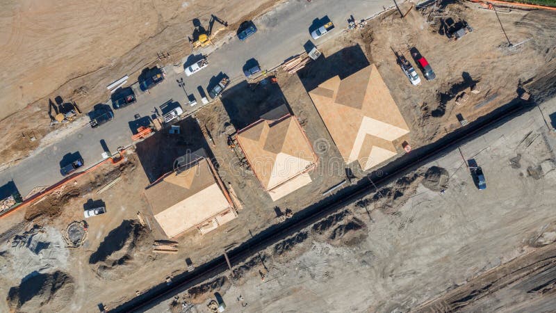 Drone Aerial View of Home Construction Site Early Stage. Stock Photo ...
