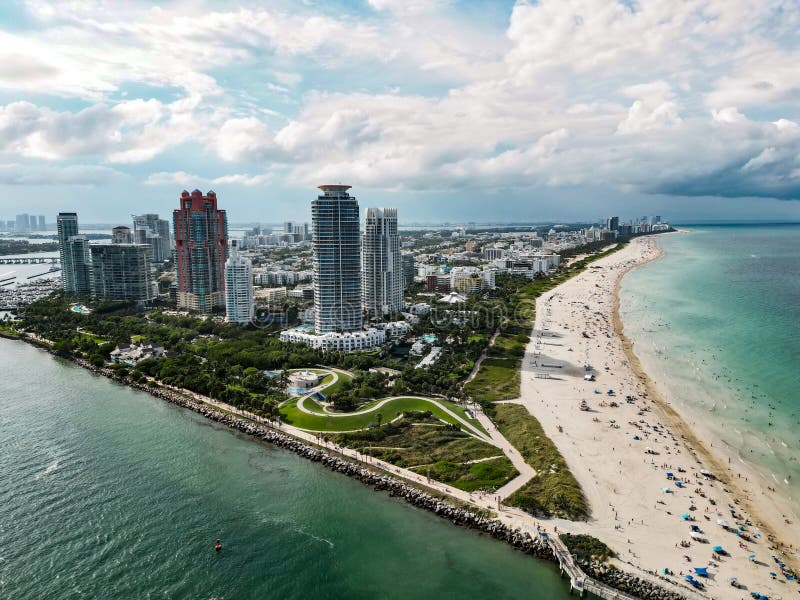 Drone Aerial View of Miami Beach, Florida. Stock Image - Image of ...