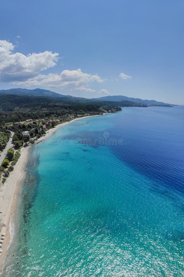 Drone Aerial View of Sea Shore, Sandy Beach and Blue Water Stock Photo ...